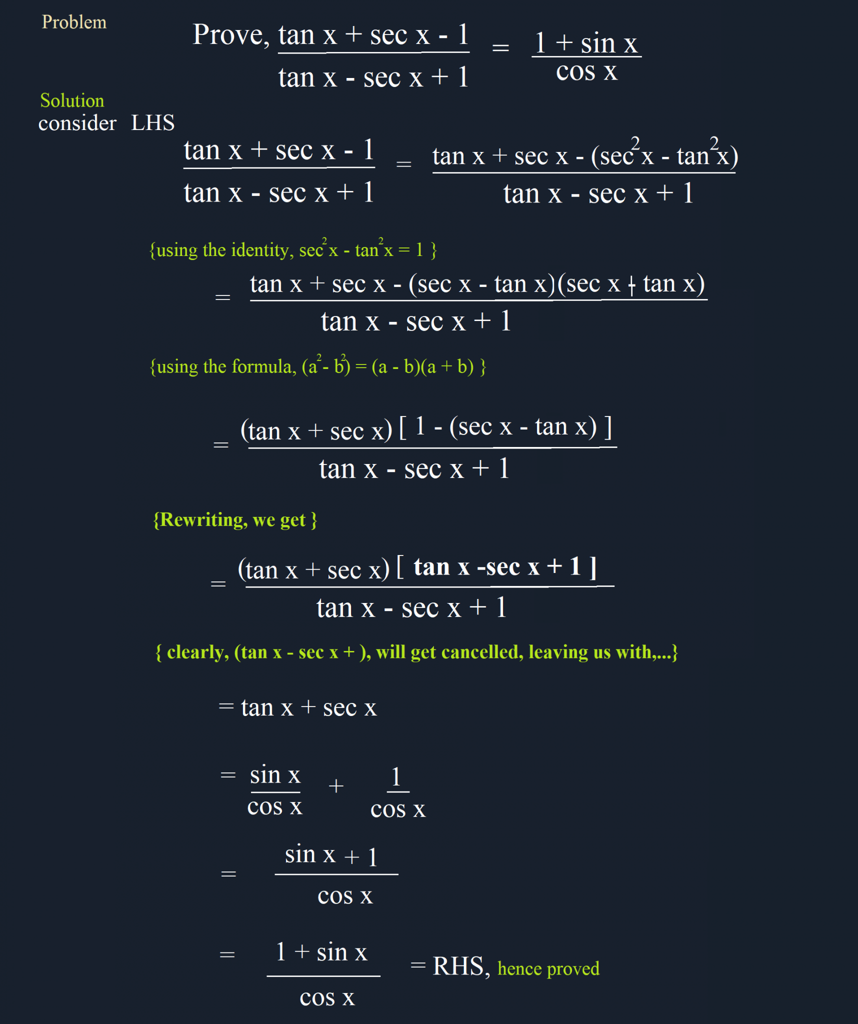 Trigonometric Identities -Practice Problems-Solution to Question No 1 ...