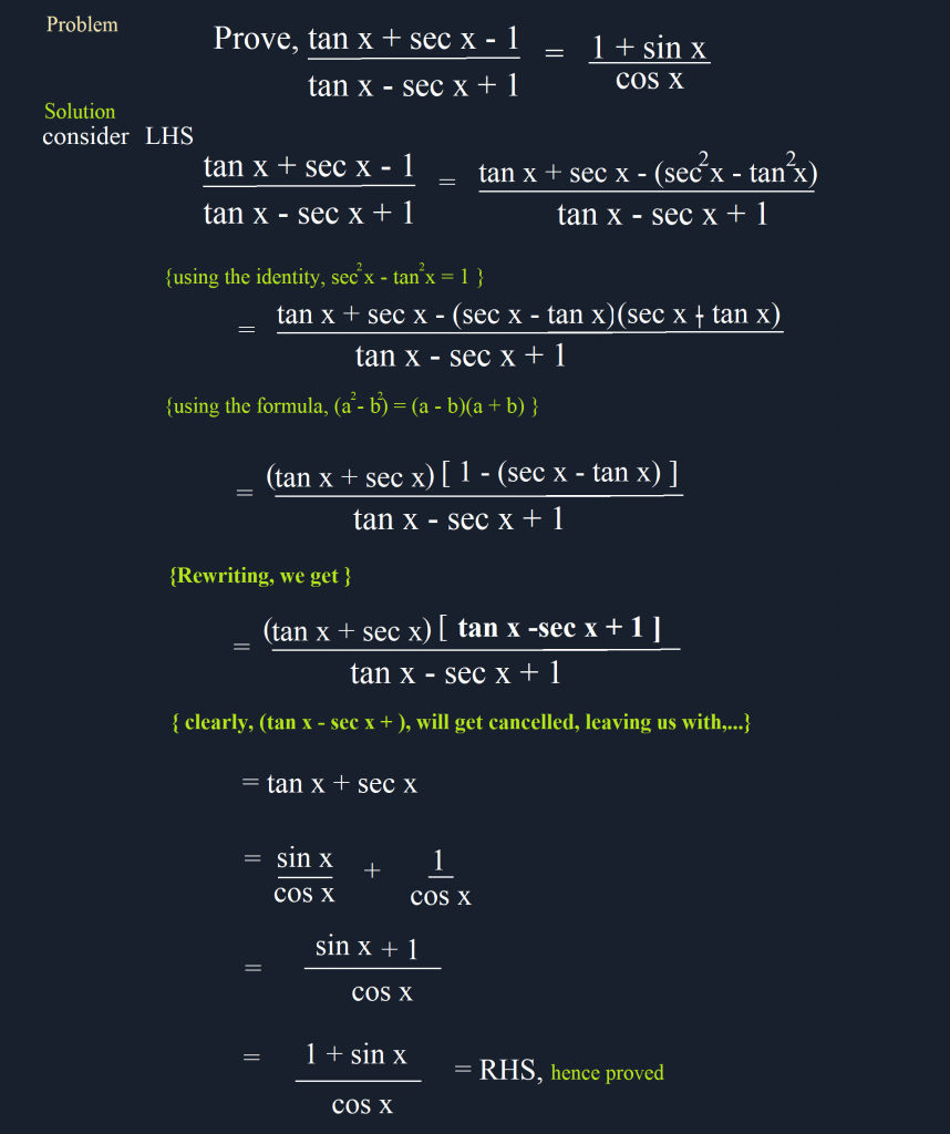 Trigonometric Identities -Practice Problems-Solution to Question No 1 ...