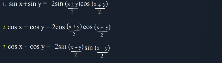 Sum to Product formulae – International Math Education