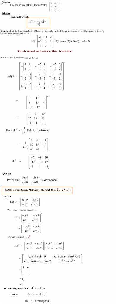 Inverse of 3×3 Matrix – International Math Education